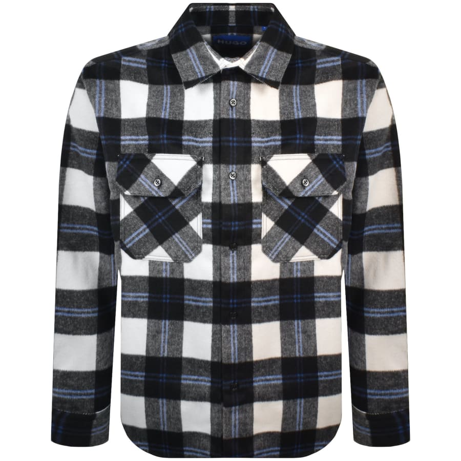 HUGO Blue Ebolt Overshirt White | Mainline Menswear